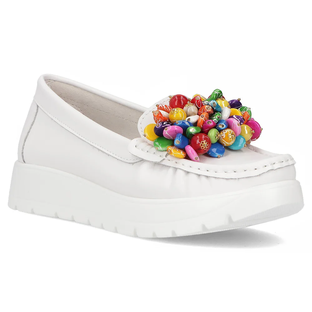 Bílé kožené mokasíny Filippo DP6828/25 WH - Filippo